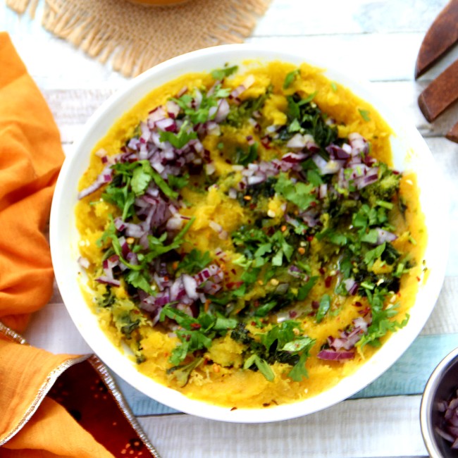 Delicata Squash with Bitter Melon (Kumro Korola Bhortha)